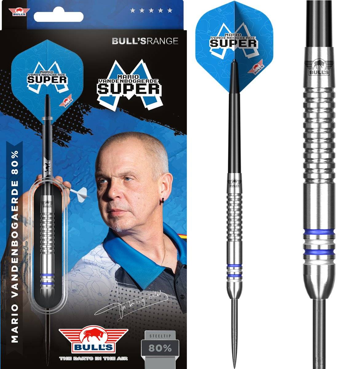Bull's Mario Vandenbogaerde E2 80% Steeldarts 22/24 Gramm Steeldarts ...